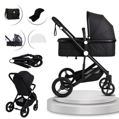 Black Baby Pushchair Folded Strollers Lightweight Traveling System Buggy