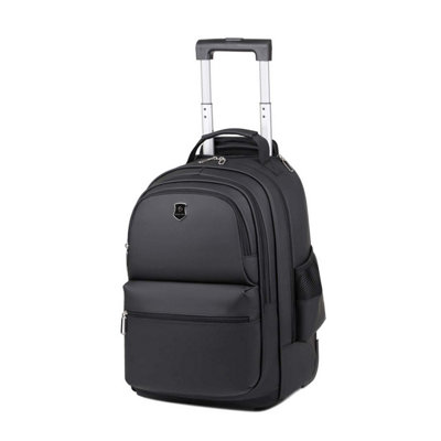 Black Backpack Rolling Trolley Extendable Handle Rucksack Carry-On ...