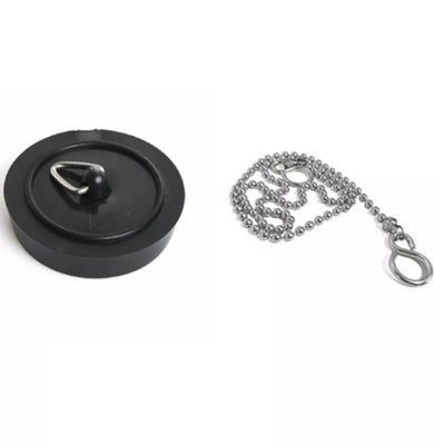 Black Basin Plug 38mm Rubber Sink Plug with 12 Inch Chrome Chain for ...