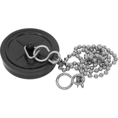 Black Basin Plug 44mm Rubber Bath Sink Plug with 18 Inch Chrome Chain ...