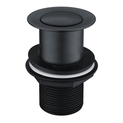Black Basin Sink Waste Plug Unslotted Click Clack Pop Up Clicker Push ...