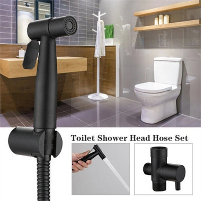 Black Bidet Toilet Spray kit Bathroom Hand held Shower Hygiene Mixer Set