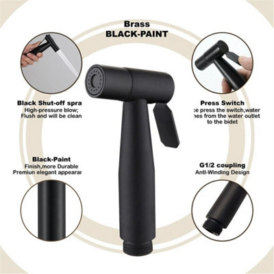 Black Bidet Toilet Spray kit Bathroom Hand held Shower Hygiene Mixer Set