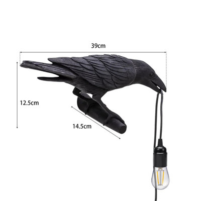 Black Birds Resin Crow Desk LED Lamp E27 Base Modern Raven Art Deco ...
