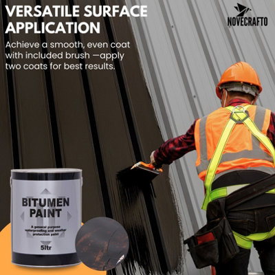 Black Bitumen Paint 5L with Brush Included - Universal Outdoor Coating ...