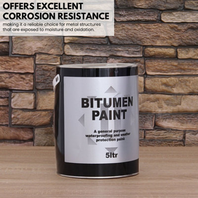 Black Bitumen Paint 5L with Brush Included - Universal Outdoor Coating ...