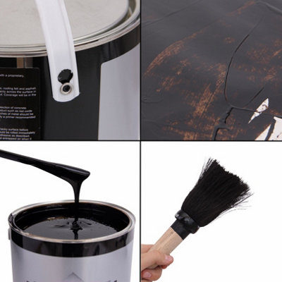 Black Bitumen Paint 5L with Brush Included - Universal Outdoor Coating ...