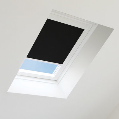 Black Blackout Blind for Velux Roof Window Size S06, White Frames