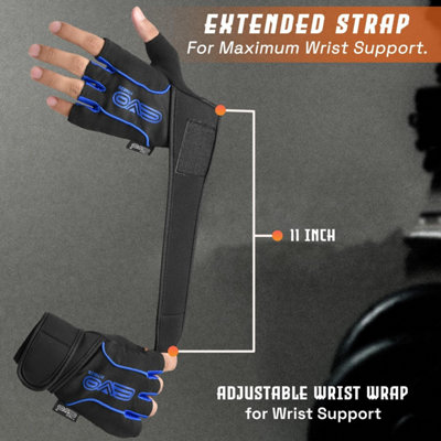 Black & Blue Fingerless Specialist Handling Gloves, Lightweight ...