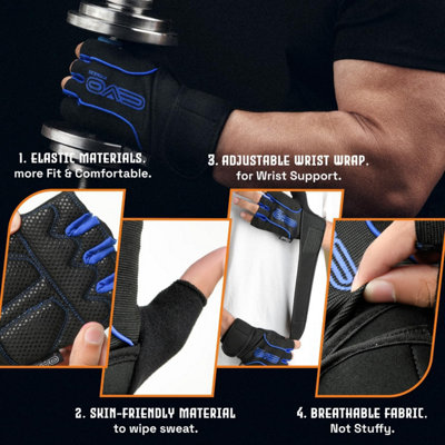 Black & Blue Fingerless Specialist Handling Gloves, Lightweight ...
