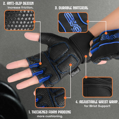 Black & Blue Fingerless Specialist Handling Gloves, Lightweight ...