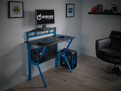 Black & Blue Gaming Computer Office Desk | DIY at B&Q