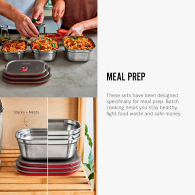 Black+Blum Microwavable Steel Multifunction Meal Prep Box Set Medium