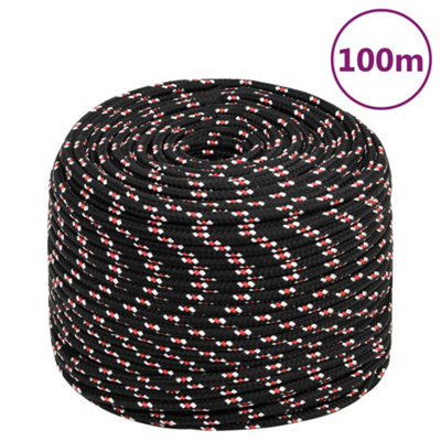 Black Boat Rope 10 mm x 100 m Polypropylene Coil for Sailing, Boating ...