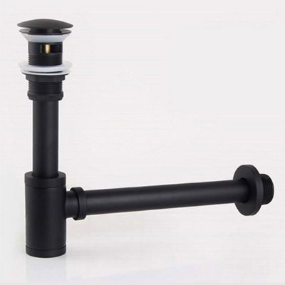 Black Brass Bathroom Sink Bottle Trap with Concealed Drain Kit P TRAP ...
