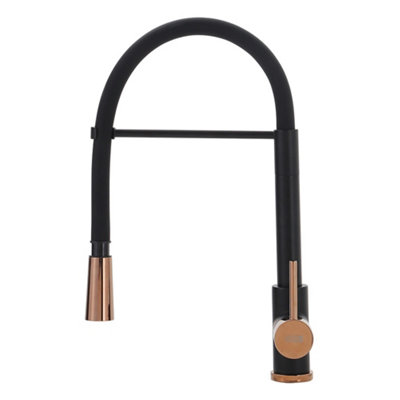 Black Brass Side Lever Goose Neck Kitchen Pull Out Mono Kitchen Tap ...