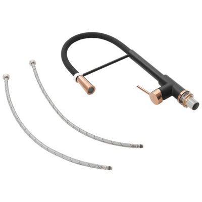 Black Brass Side Lever Goose Neck Kitchen Pull Out Mono Kitchen Tap ...