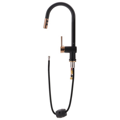 Black Brass Side Lever Mono Kitchen Pull Out Spout Tap Kitchen Tap ...