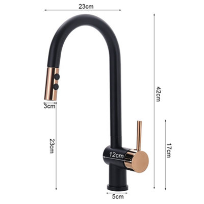 Black Brass Side Lever Mono Kitchen Pull Out Spout Tap Kitchen Tap ...