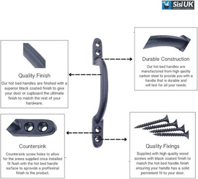 Black Cast Iron Hot Bed Handle 150mm Black Japanned Door Gate Pull ...