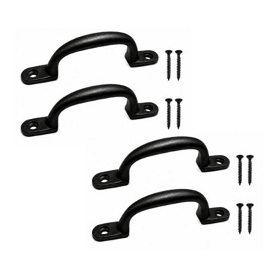 Black Cast Iron Hot Bed Handles 100mm Shed Door Pull Handles Black ...