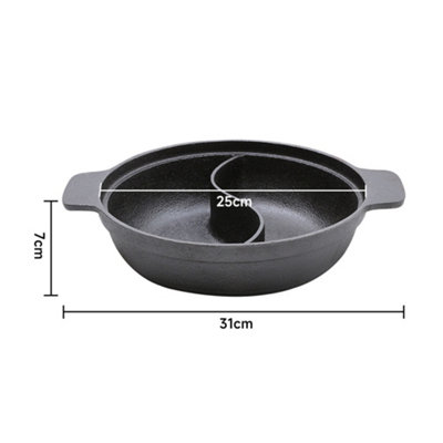 Black Cast Iron Hot Pot with Divider