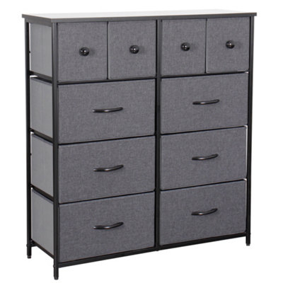 BLACK Chest Of Drawers With Metal Frame, 10 Large Deep Fabric Drawers ...