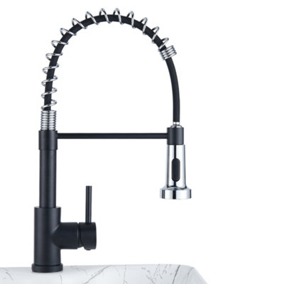Black Chrome Commercial Swivel Pull out Kitchen Tap Mixer Tap Faucet