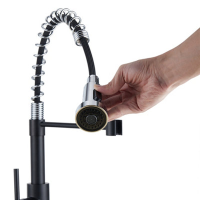 Black Chrome Commercial Swivel Pull out Kitchen Tap Mixer Tap Faucet