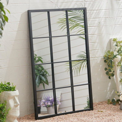 black window frame mirror
