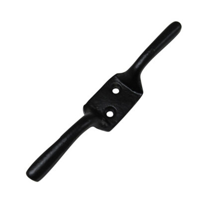 Black Cleat Hooks 6" X2 (Washing Line Blind Cord Tie Back Trailer Rope)