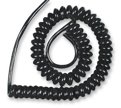 Black Coiled Mains Flex, 3 Core, 0.3m to 1.5m, 1A, Curly Cable Lead ...