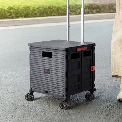 Black Collapsible Rolling Protable Crate with Magnetic Lid and ...
