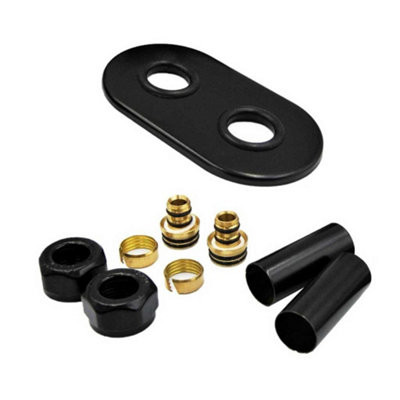 Black Collar +2x Cu Connectors Set Radiator Masking Decorative Heater Cover