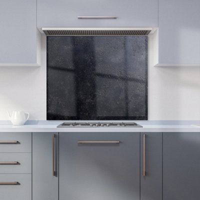 Black Concrete Effect Premium Glass Kitchen Splashback W700mm x H650mm ...