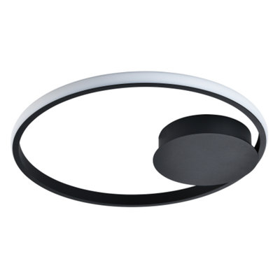 Black Contemporary Minimalistic Eco-LED Ceiling Light with Circular ...