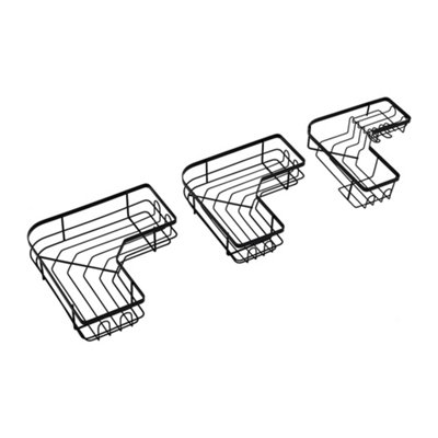Black Corner Shower Caddy Set of 3 with Wall Stickers Bathroom ...
