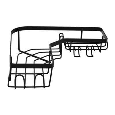 Black Corner Shower Caddy Set of 3 with Wall Stickers Bathroom Organizer Shelves