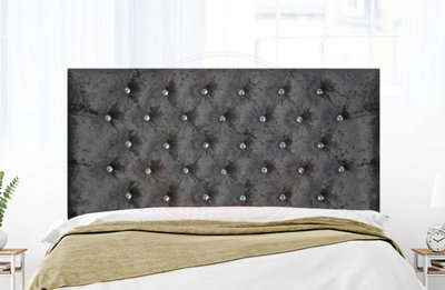 Black Crushed Velvet 4FT - Small Double 26" Chesterfield Headboard