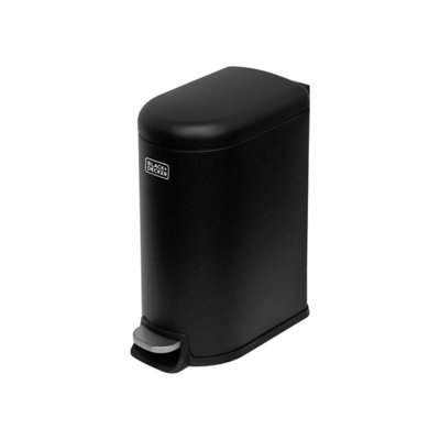 BLACK+DECKER 10 Litre Slimline Pedal Bin - Black