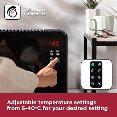 BLACK+DECKER 2000W Smart Glass Panel Heater with Digital Adjustable ...