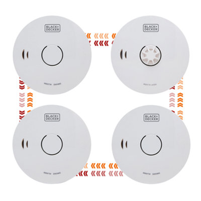 BLACK+DECKER CONNECTED 3 Smoke Alarm + 1 Heat Alarm Bundle 4 Pack ...