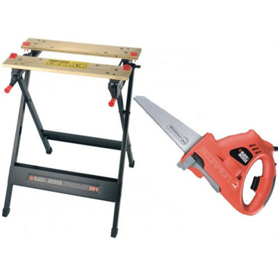 Black Decker KS890 Scorpion Hand Reciprocating Saw Jigsaw & WM301 Work ...
