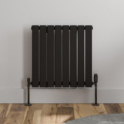 Black Designer Radiator Horizontal Flat Single Panel Rad 600x604mm ...