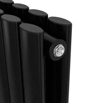 Black Designer Radiator Horizontal Oval Column Double Panel Rad 600x1593mm