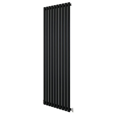 Black Designer Radiator Vertical Oval Column Single Panel Rad 1800x590mm