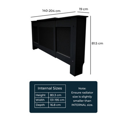 BLACK DIAMOND MDF RADIATOR COVER - ADJUSTABLE - 140-204CM (W) X 81.5CM ...