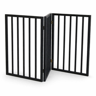Black Dog Safety Folding Wooden Pet Gate Portable Indoor Barrier