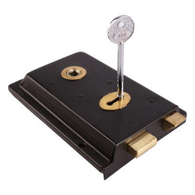 Black Double Handed Rim Lock 150Mm Traditional 1920s Victorian Style