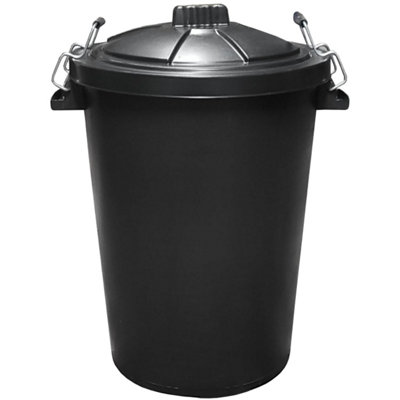 Black Dustbin with Clip Locking Lid Plastic Dustbin for Home Garden ...